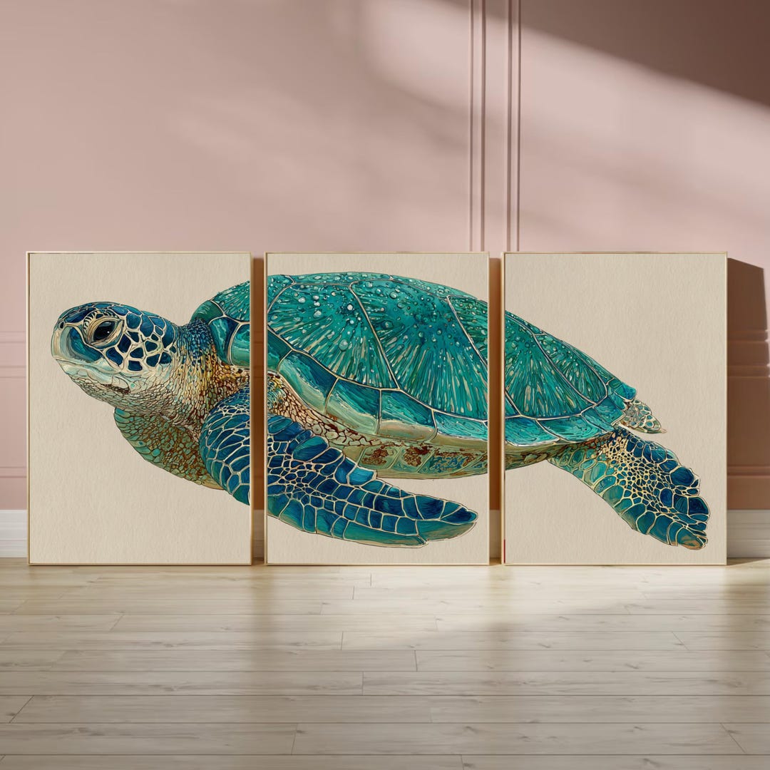 Sea Turtle Wall Art Set of 3 | Ocean Triptych Poster Prints | Coastal ...