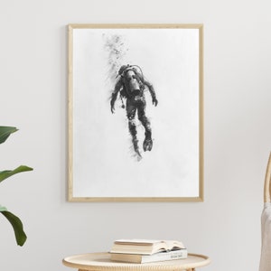 Deep Sea Diver Pencil Drawing – Minimalist Ocean Exploration Art - Etsy