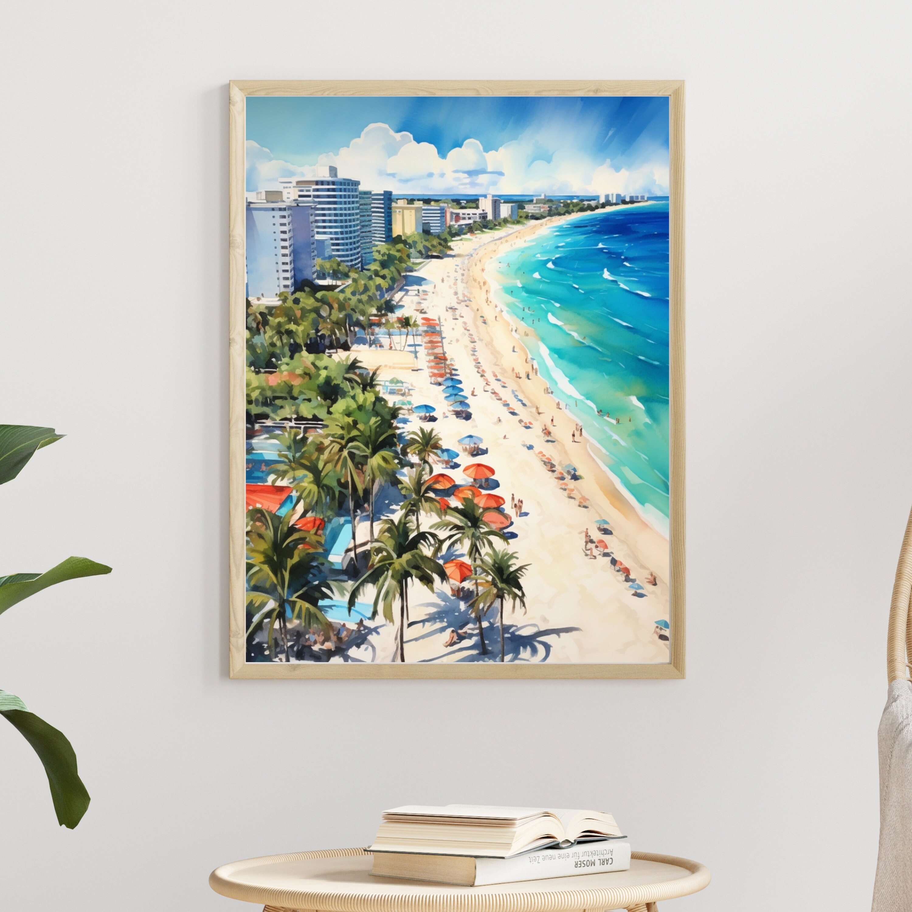 South Beach Miami Inspired Watercolor Painting | Florida Beaches Wall ...