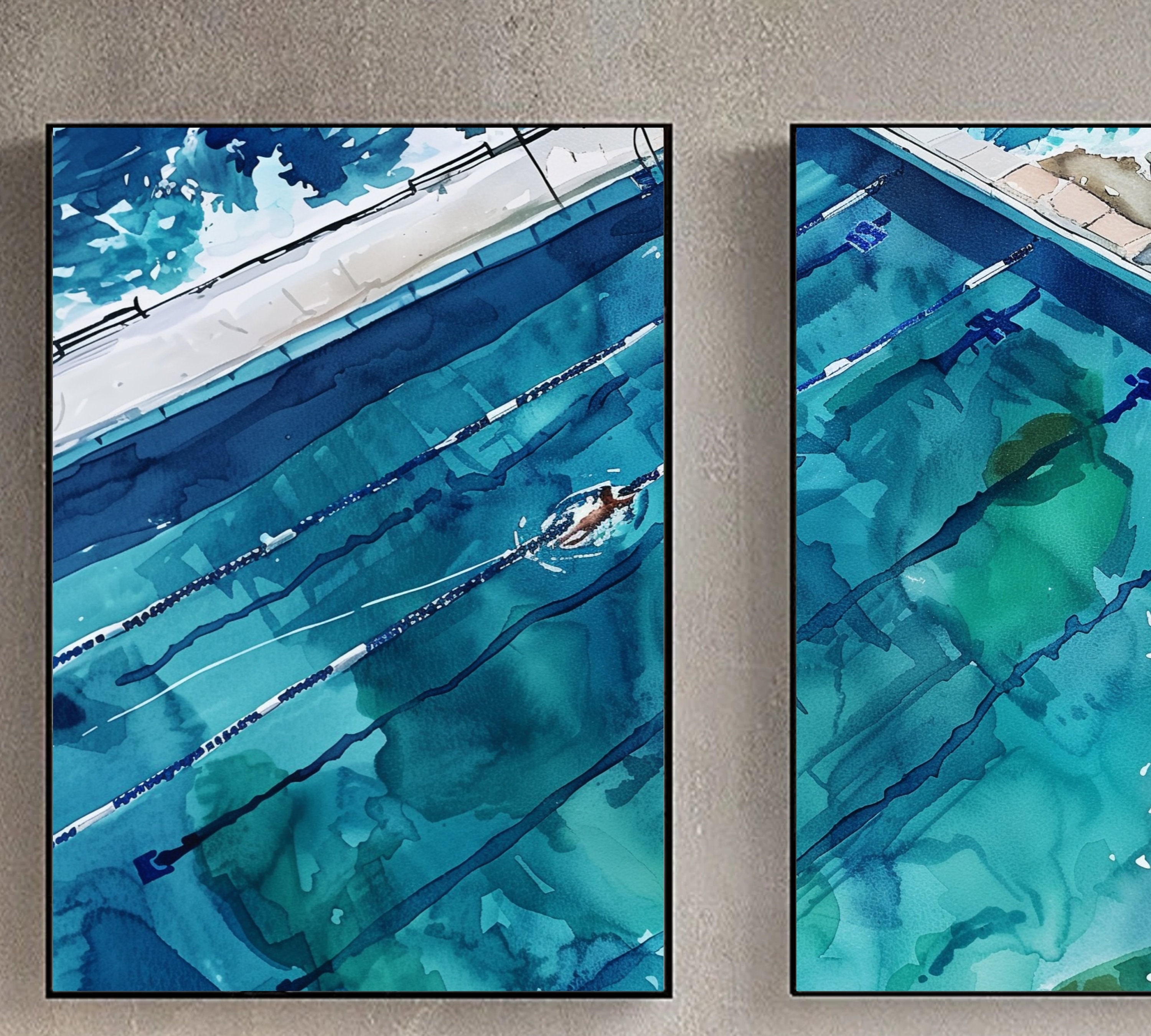 Digital File - Bondi Rock Pool Art Set of 2 |dive Into Tranquility ...