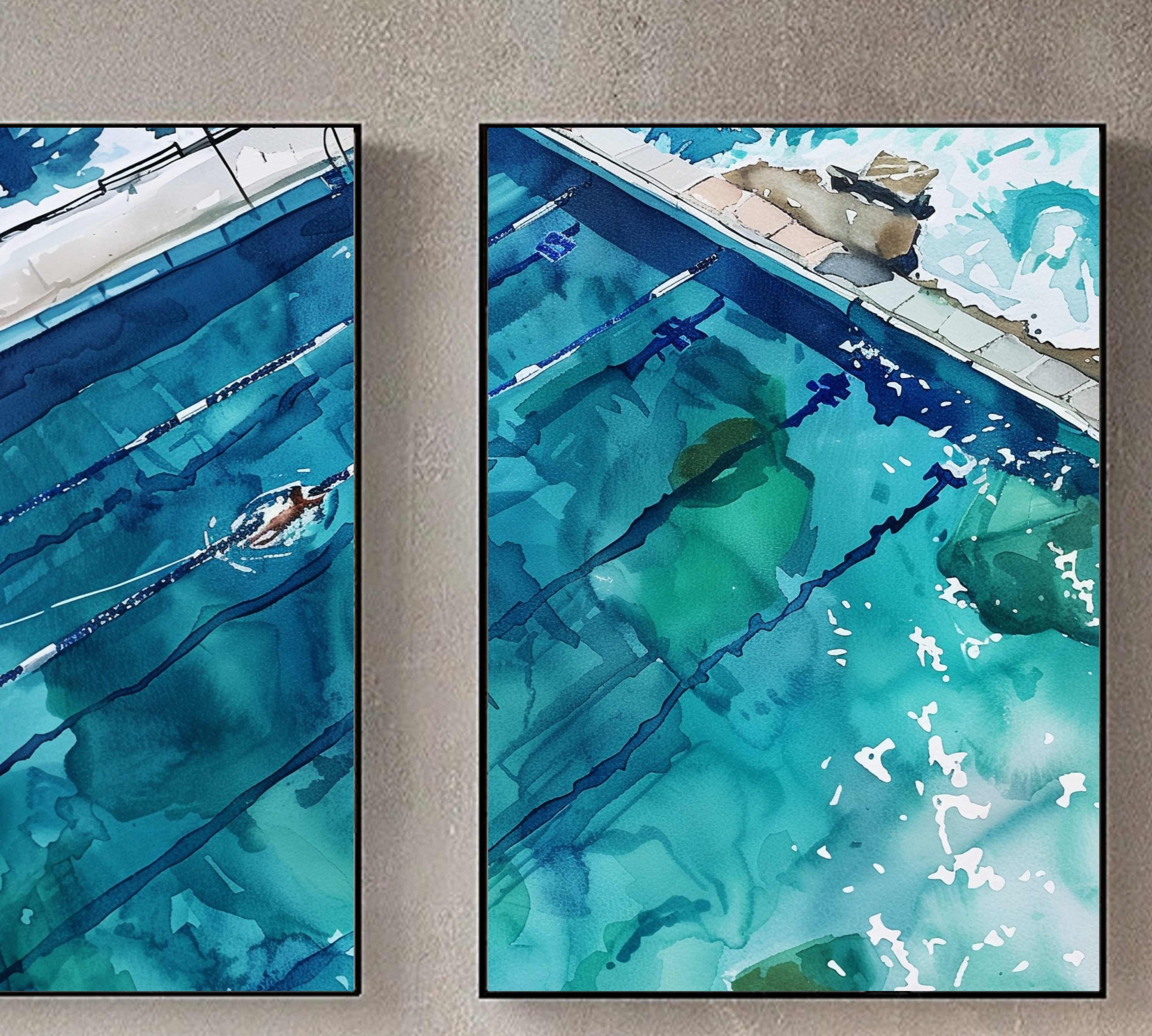 Digital File - Bondi Rock Pool Art Set of 2 |dive Into Tranquility ...