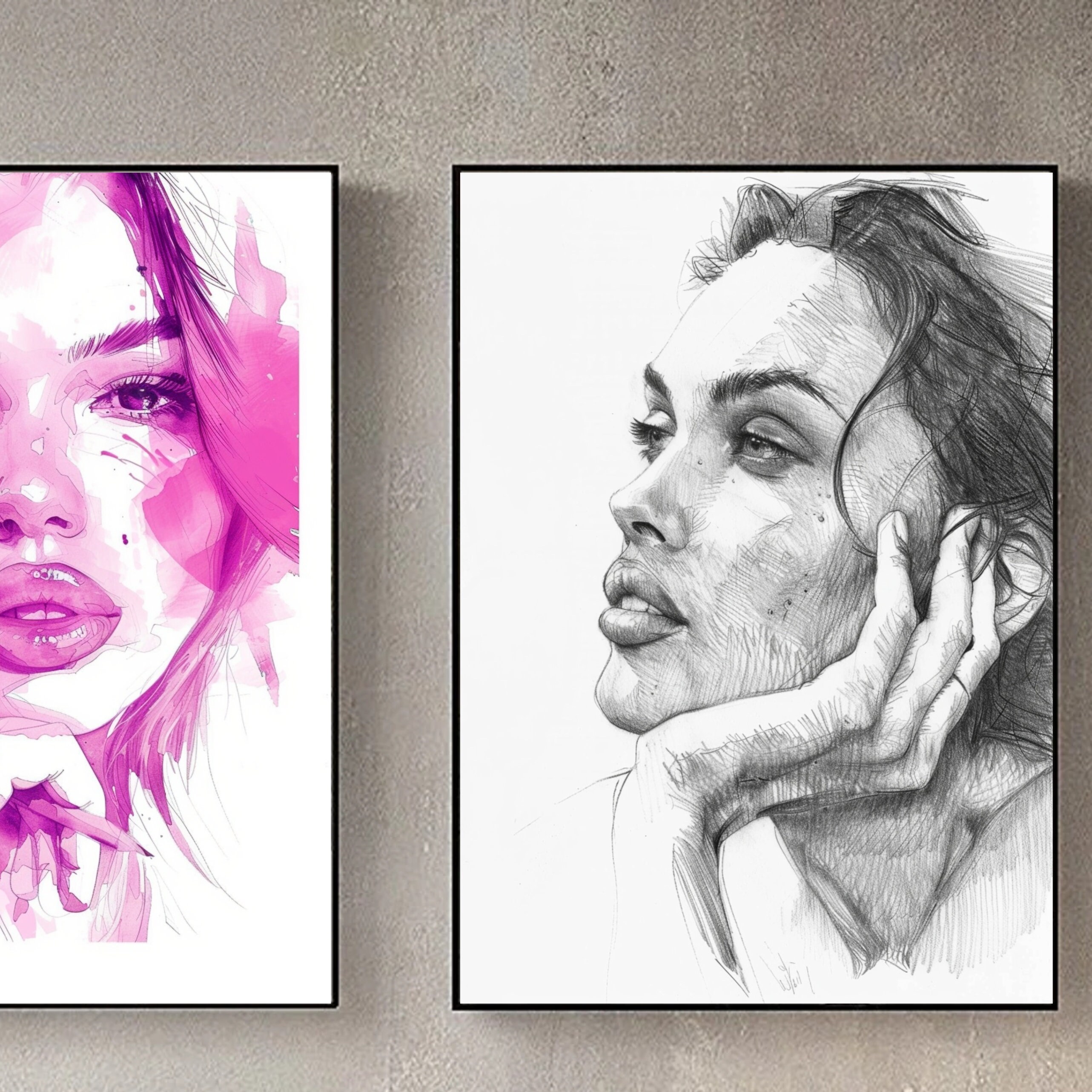 FEMALE FACE One Line Drawing PRINTABLE- Sensual Women Set of 3 Digital ...