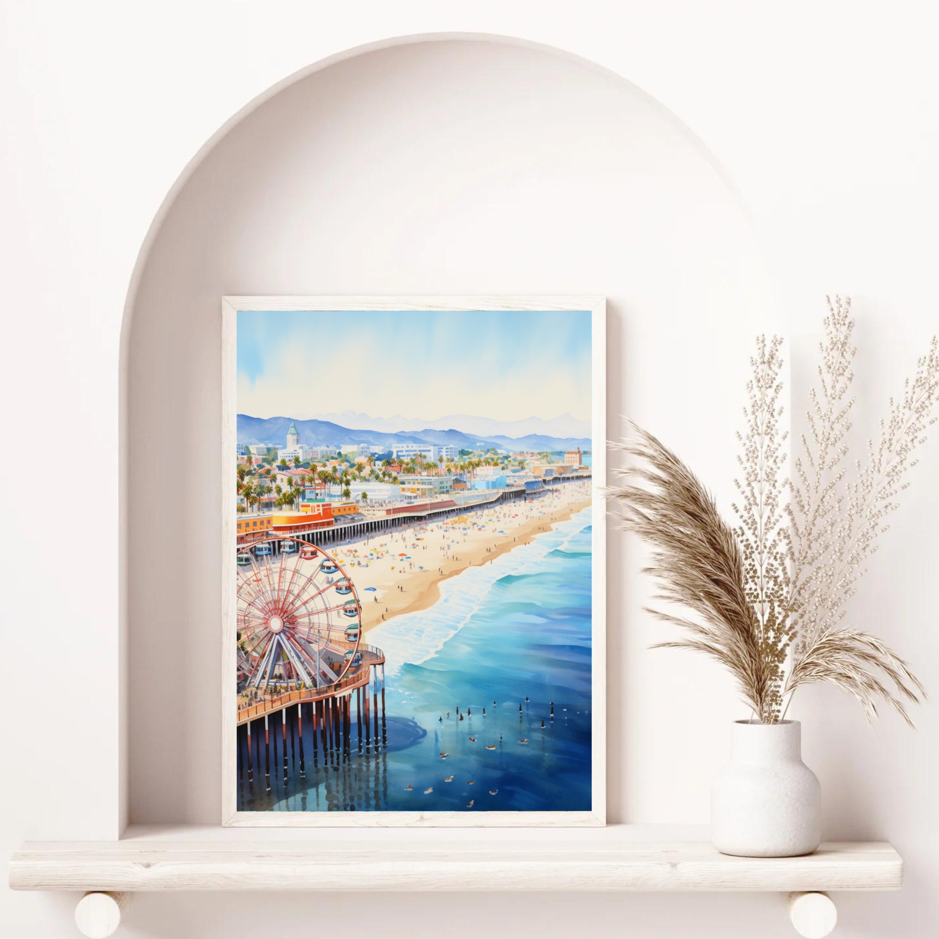Santa Monica Pier Inspired Watercolor Painting | California Art Print ...