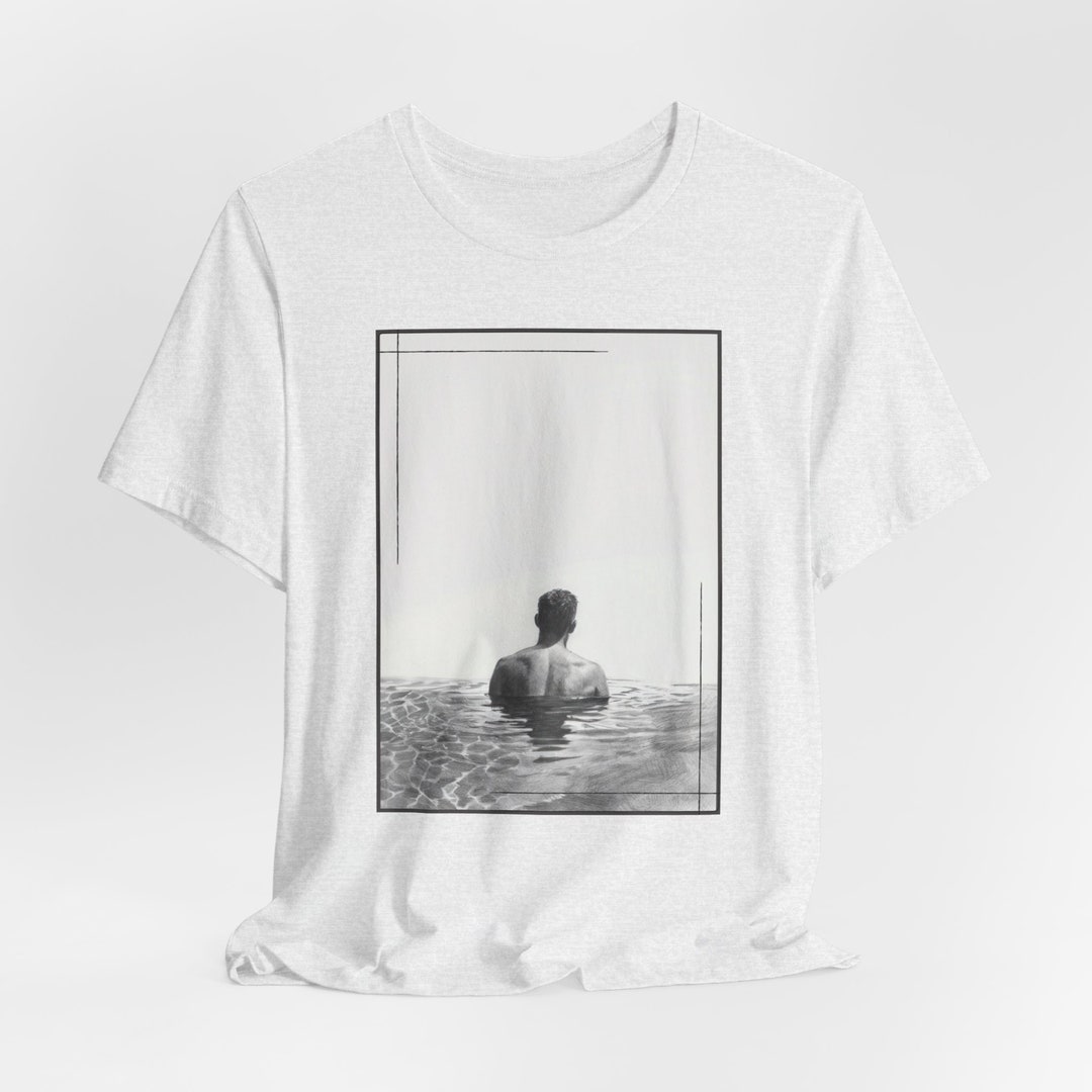 Pencil Drawing of a Man Contemplating the Horizon, Ocean Art, Beach ...