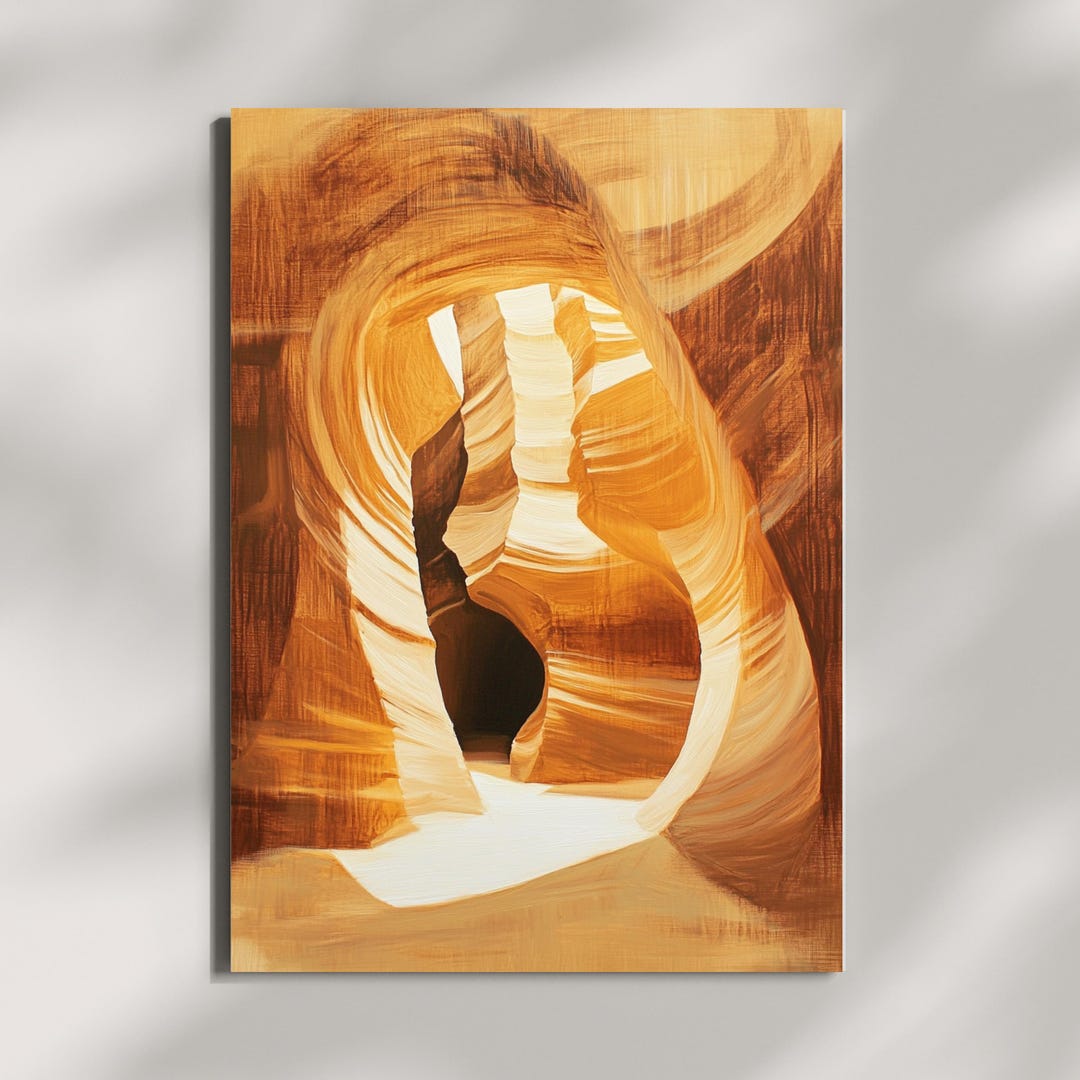 Antelope Canyon Desert Oasis – Textured Beige Oil Painting With Palette ...