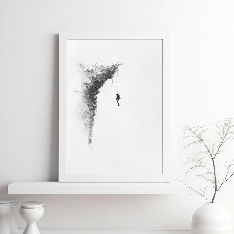 Lonely Deep Sea Diver | Exploration Beneath the Waves - Pencil Sketch ...