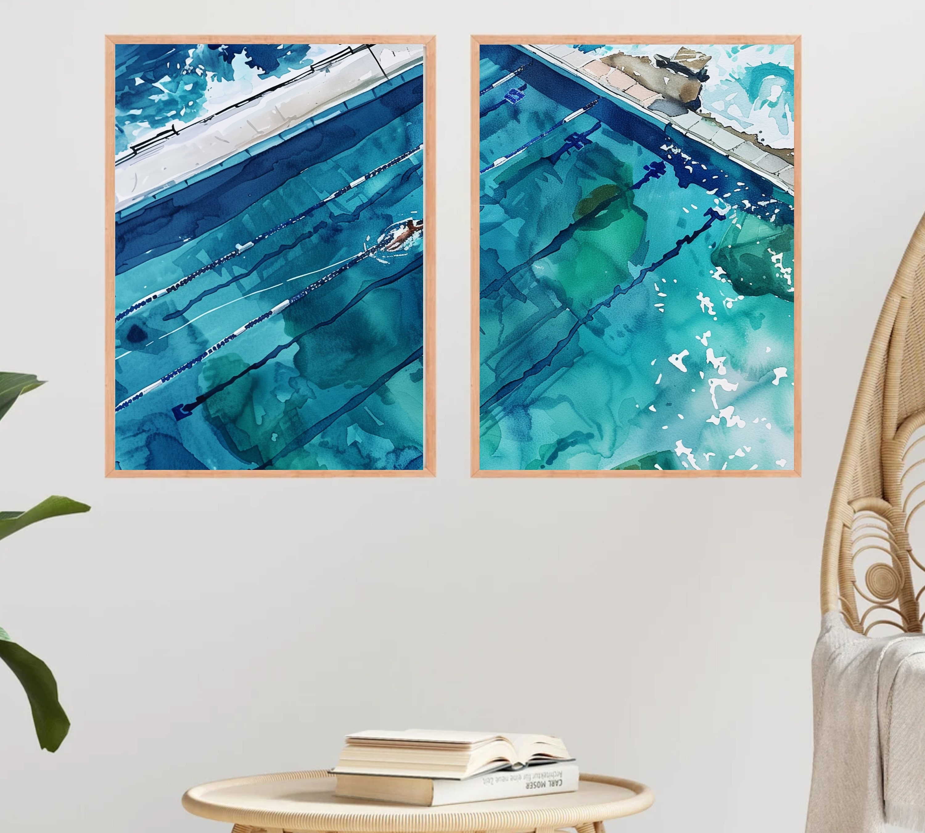 Digital File - Bondi Rock Pool Art Set of 2 |dive Into Tranquility ...