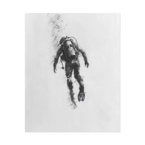 Deep Sea Diver Pencil Drawing – Minimalist Ocean Exploration Art - Etsy