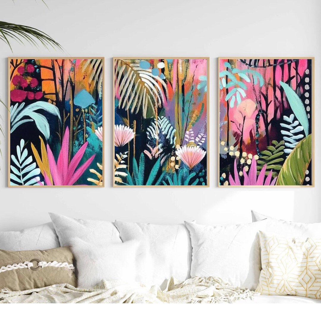 Eclective Tropical Jungle Art Print - Unique Botanical Wall Decor With ...