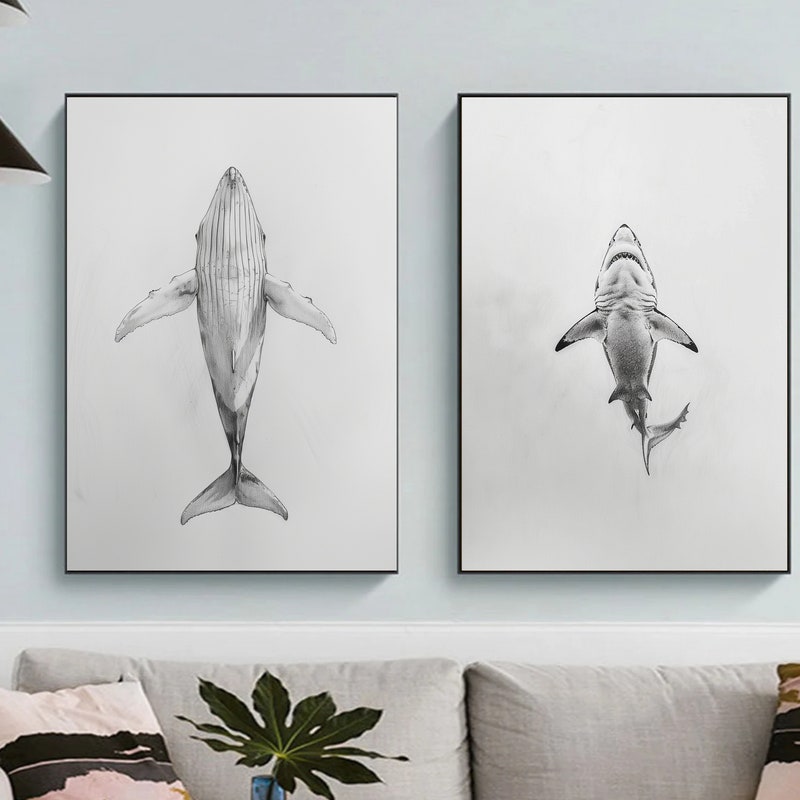 Charcoal Drawing Whale - Etsy