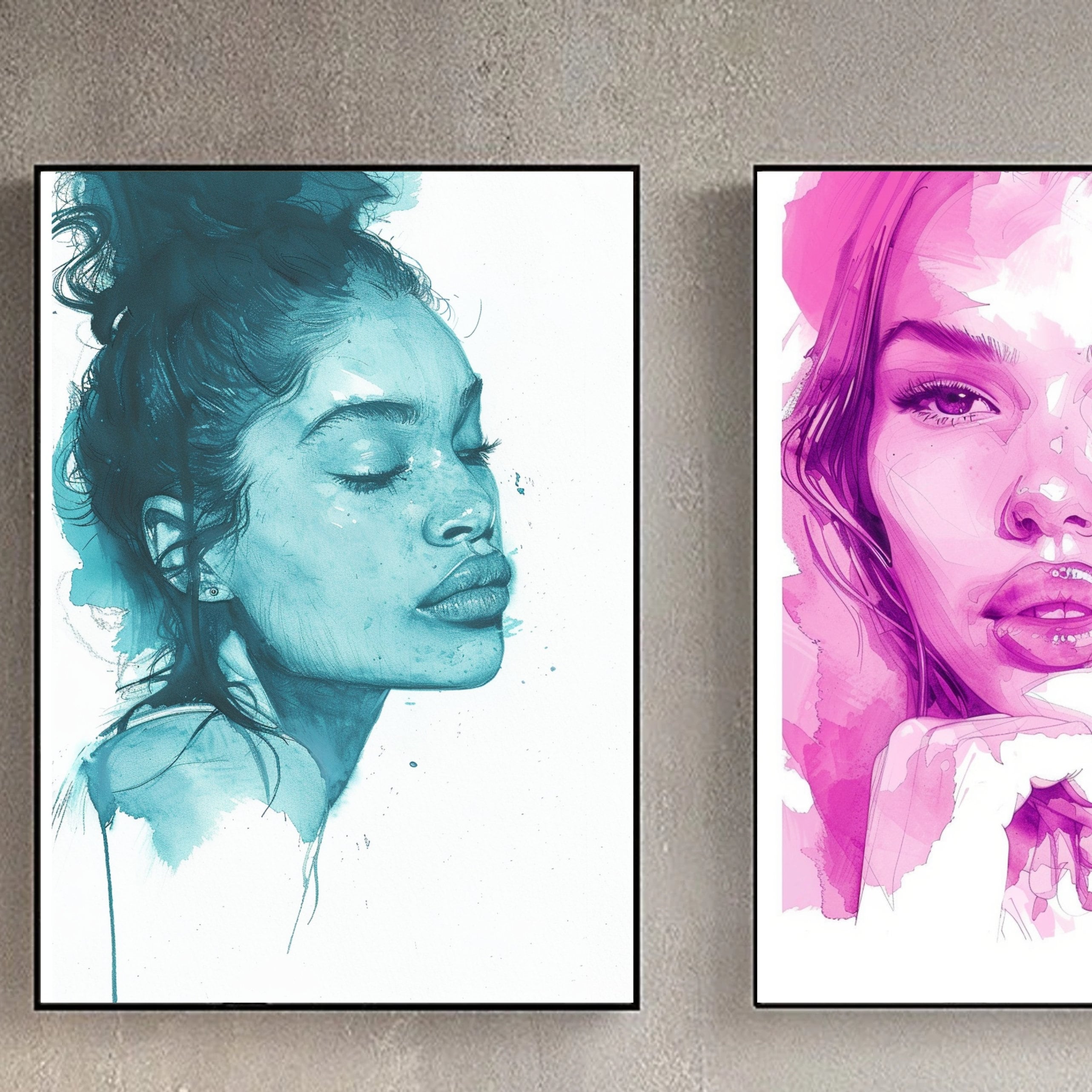 FEMALE FACE One Line Drawing PRINTABLE- Sensual Women Set of 3 Digital ...