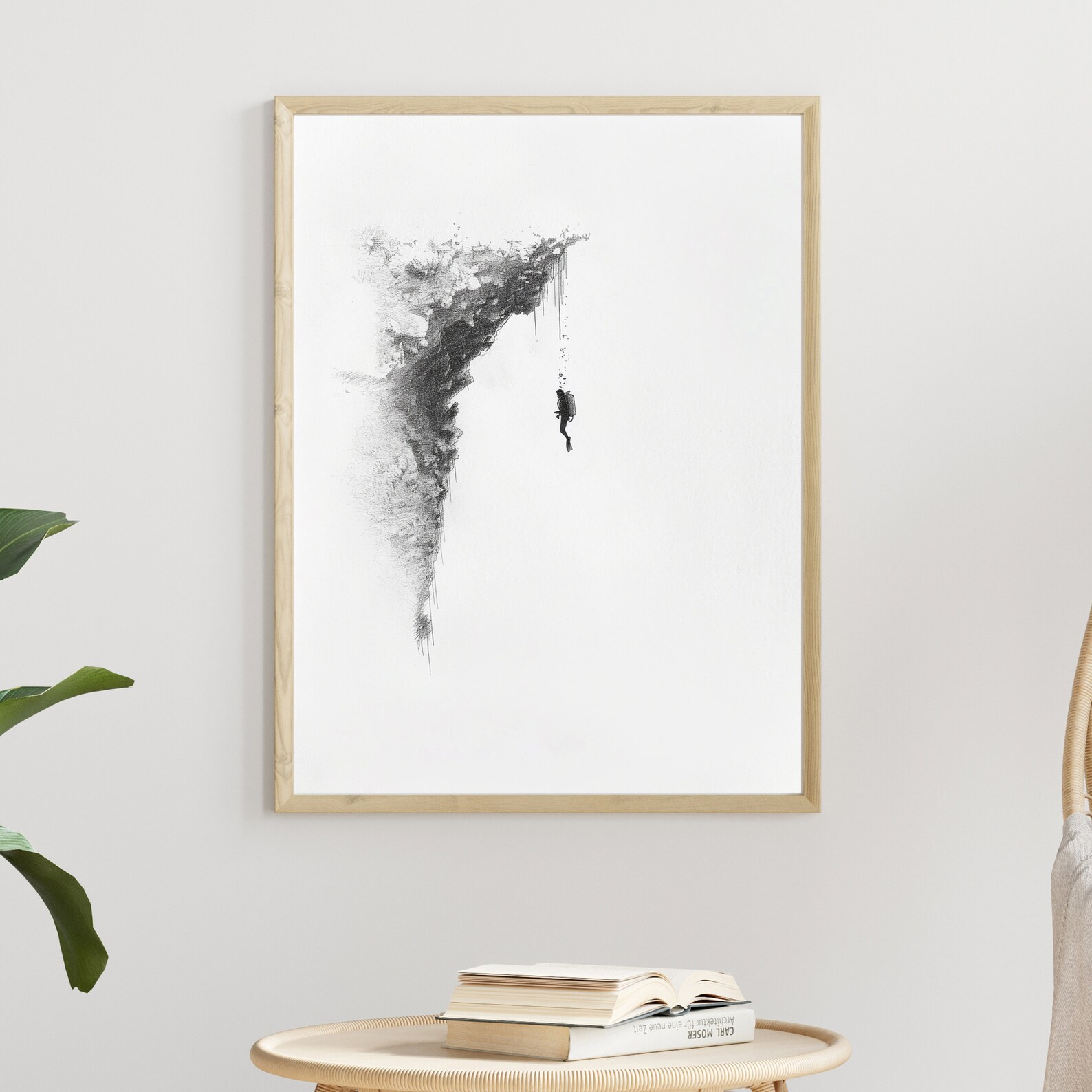 Lonely Deep Sea Diver | Exploration Beneath the Waves - Pencil Sketch ...