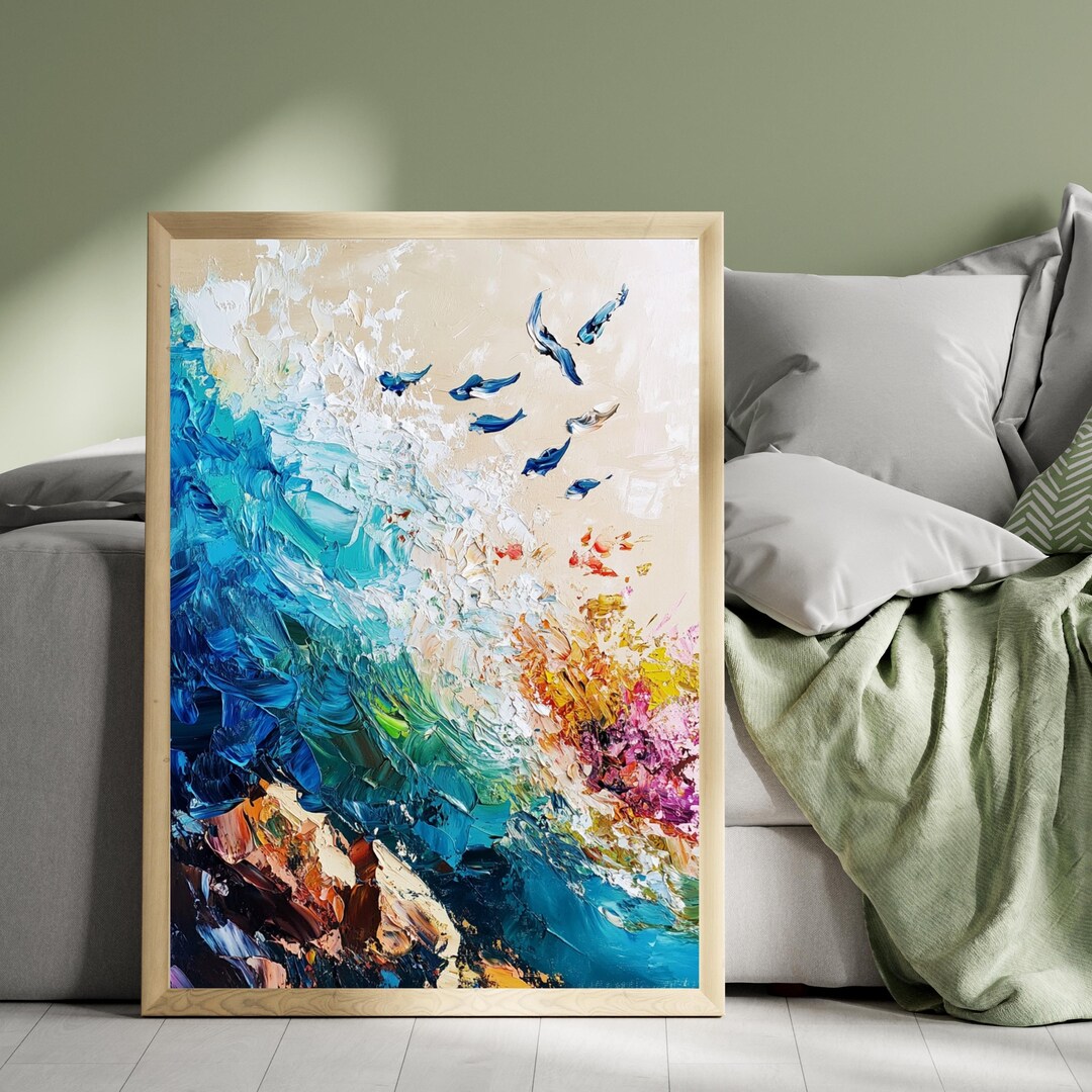 Abstract Great Barrier Reef Art Print – Vibrant Ocean-inspired Painting ...