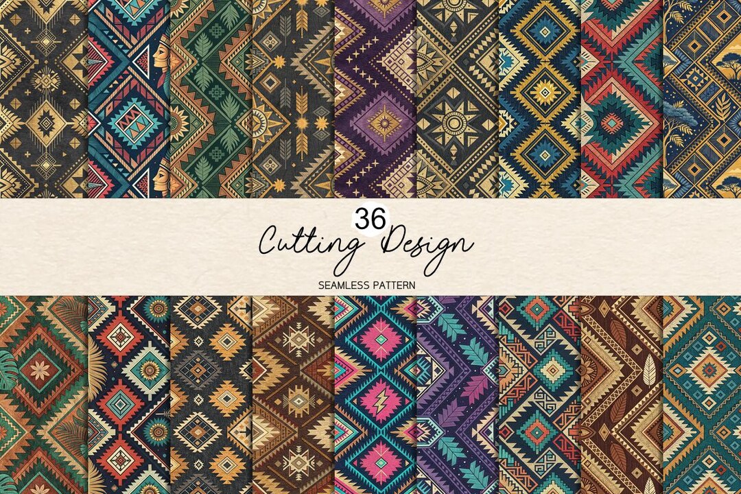 Southwestern Style Digital Paper Pack, Geometric Tribal Patterns for ...