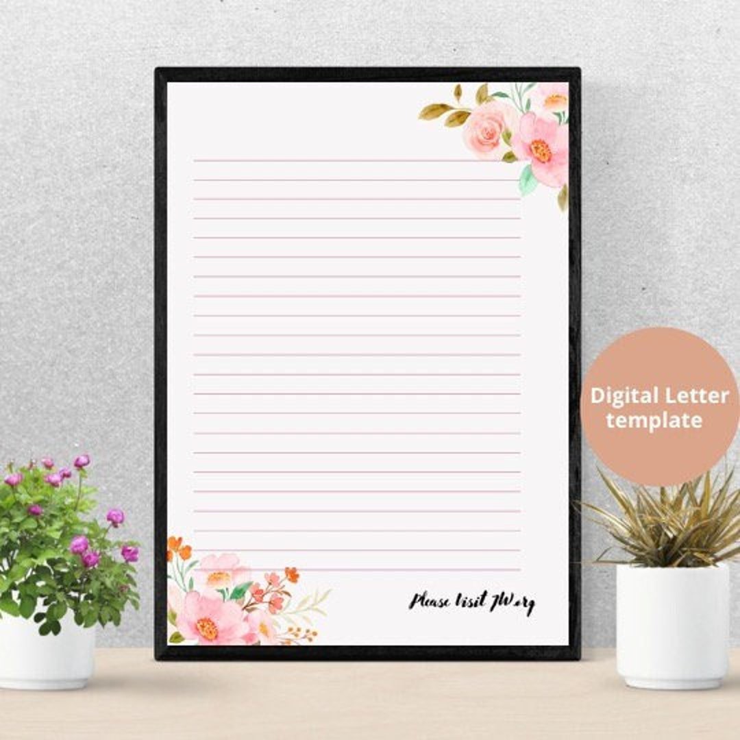 Digital Floral Letter Writing Template - Etsy