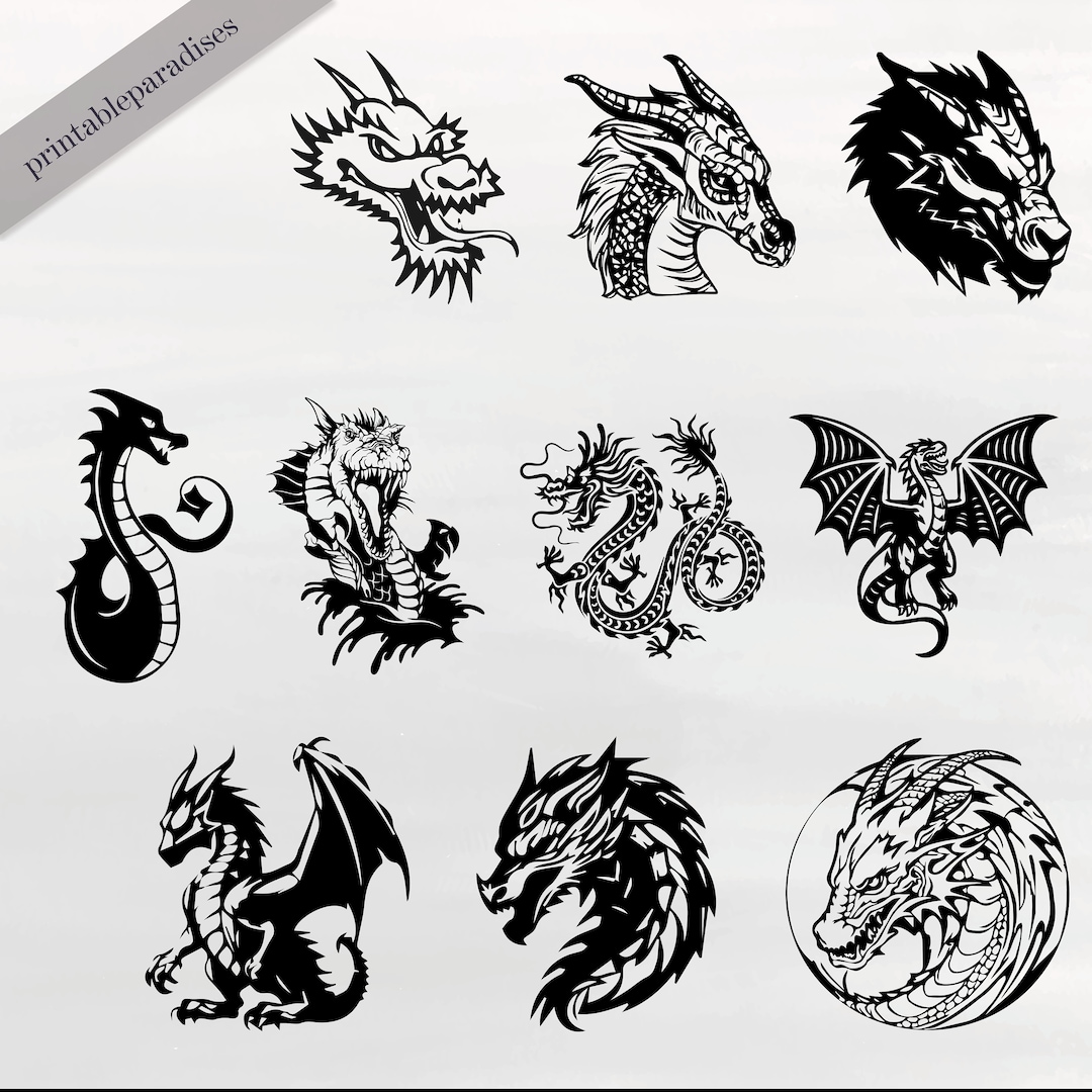Dragon SVG Bundle, Dragon PNG Bundle, Dragon Clipart, Dragon Logo ...