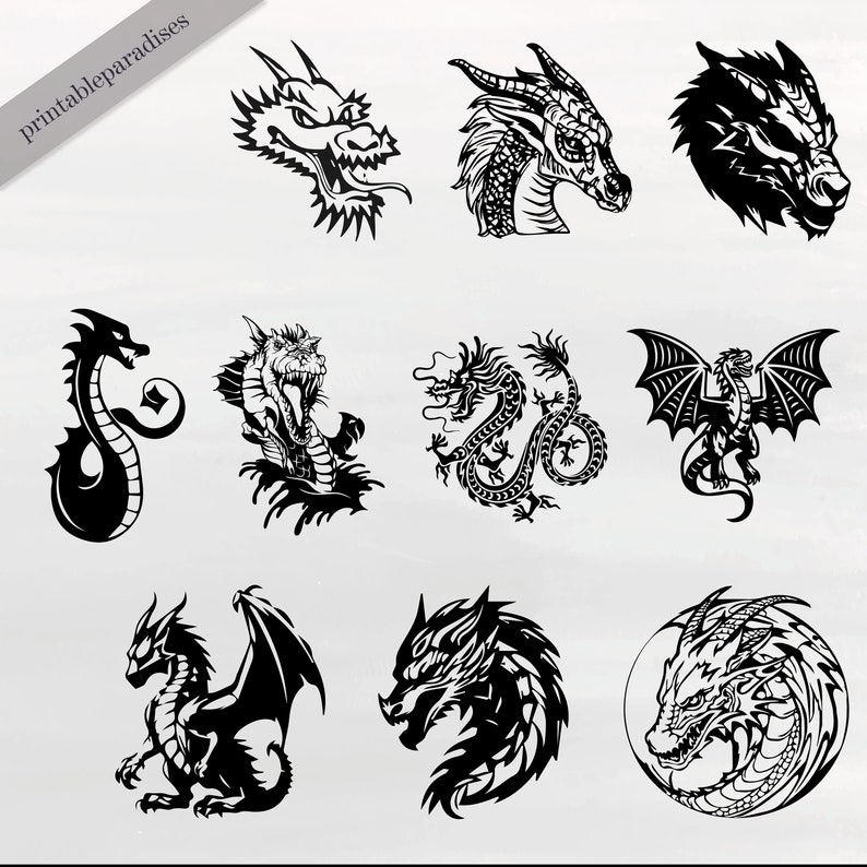 Dragon SVG Bundle, Dragon PNG Bundle, Dragon Clipart, Dragon Logo ...