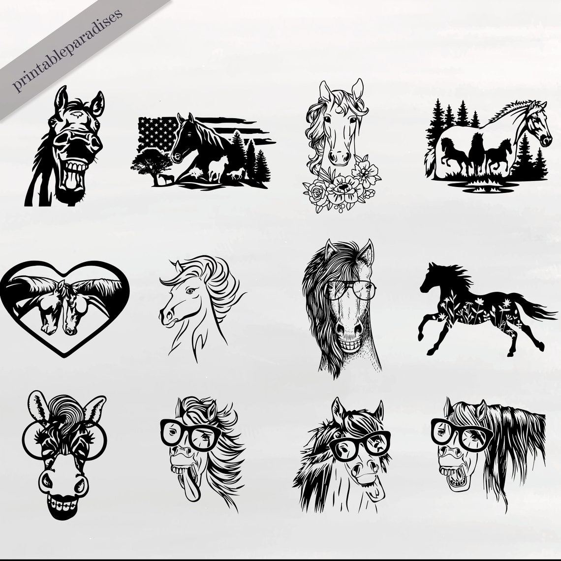 Horse Svg Bundle Horse Svg Horse Png Floral Horse Aloha - Etsy