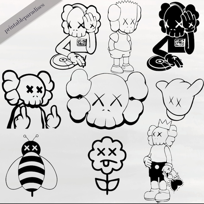 Kaws Fece Svg, Kaws Skull Svg Bundle, Kaws Figure PNG, Kaws Png Svg ...