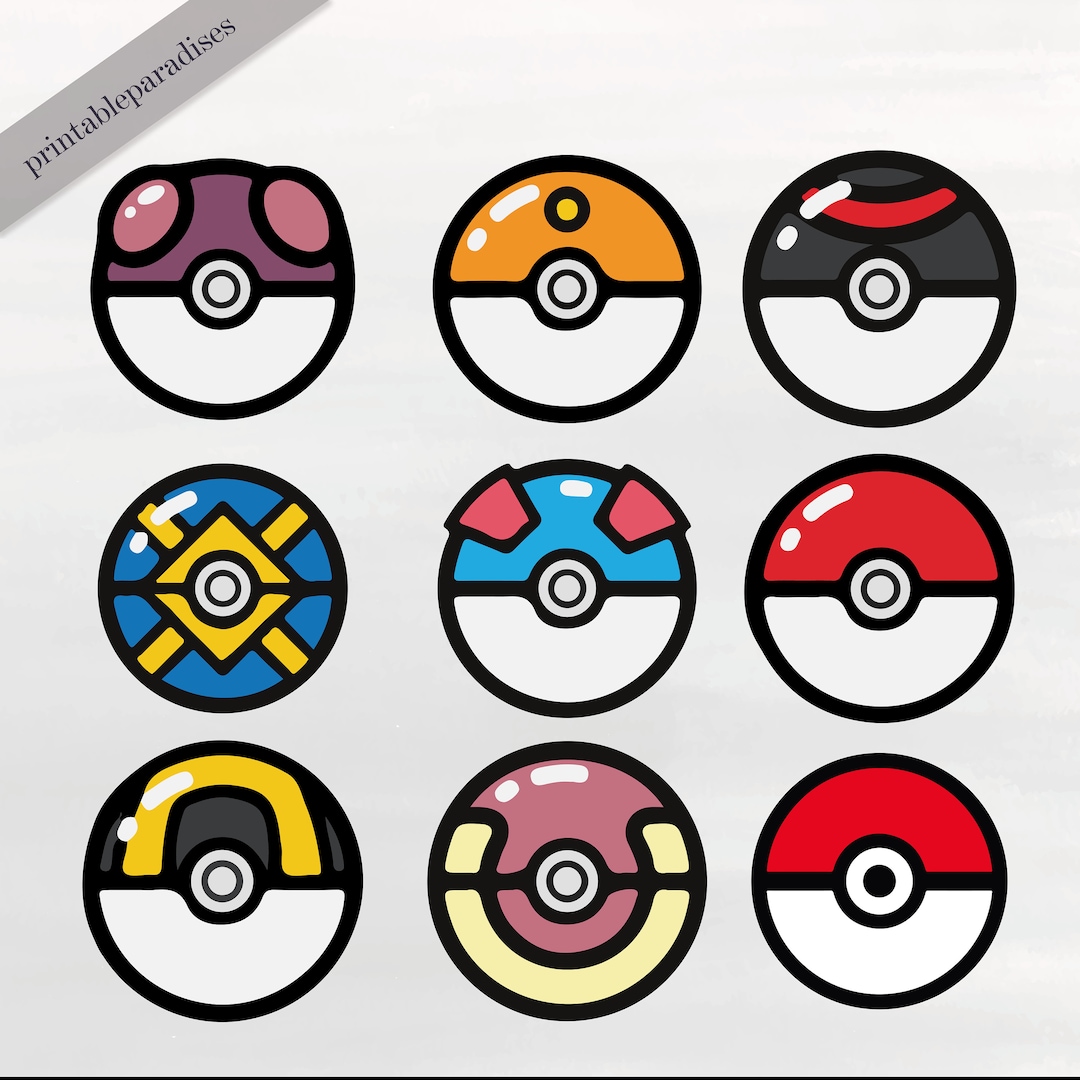 Pokeball Svg Bundle, Pokemon Balls, Pokeball Png, Pikachu Ball Svg, Ash ...