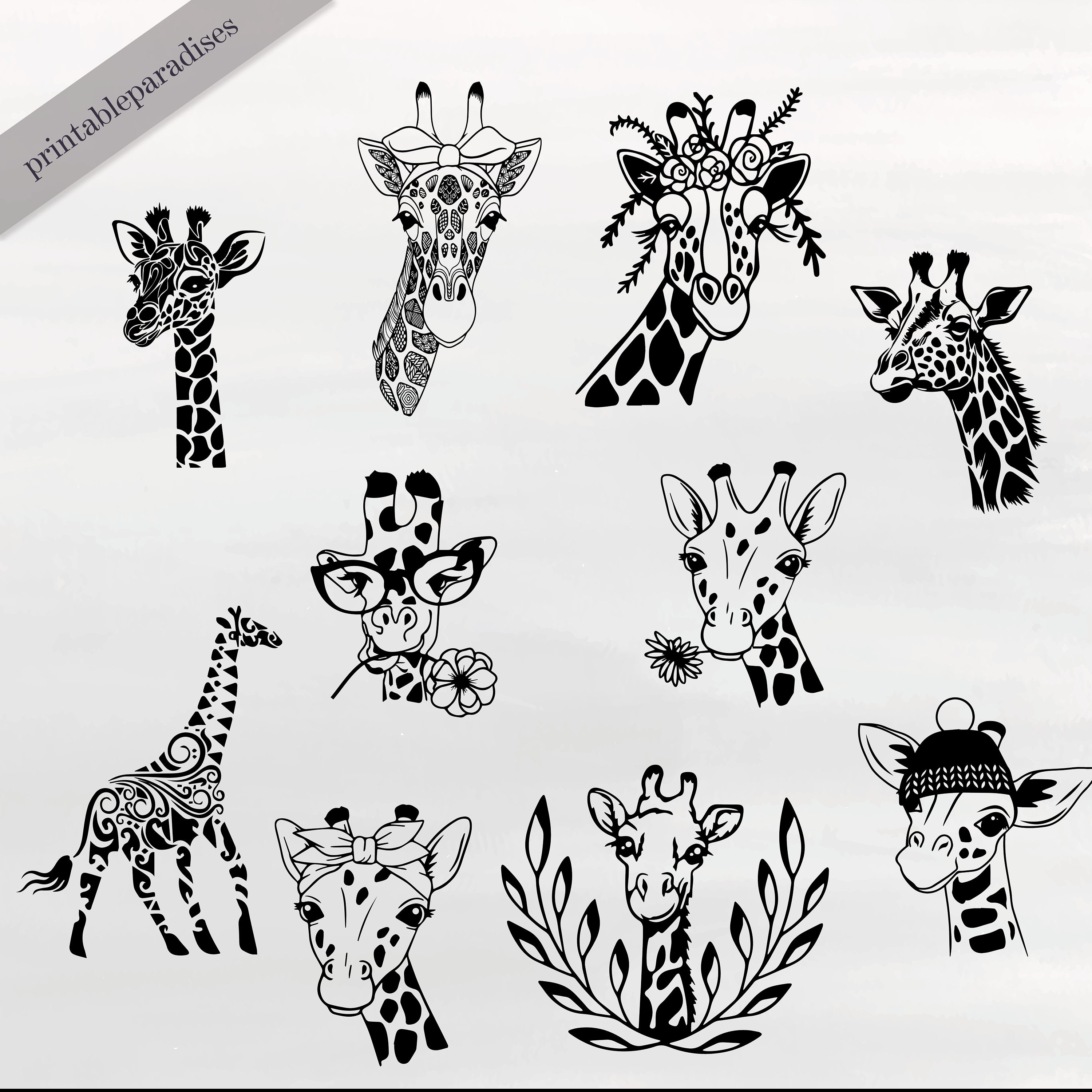 Giraffe Svg Bundle, Giraffe Svg, Giraffe Png, Floral Giraffe, Aloha ...