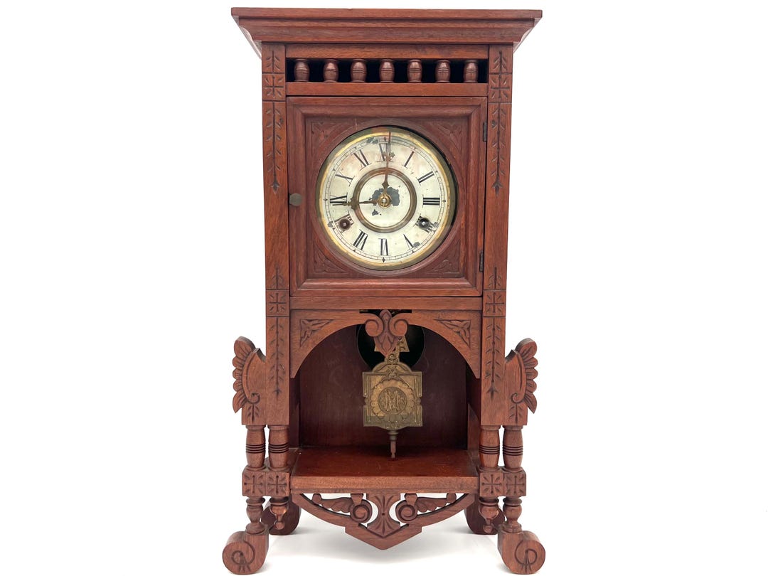Antique Victorian Shelf Clock | Working Time & Chime | Eastlake Style ...