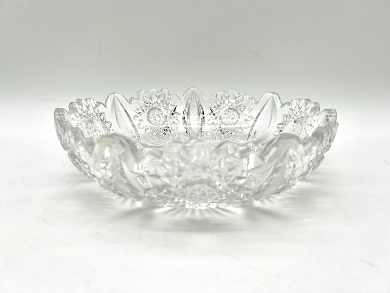 Antique American Brilliant Cut Glass Bowl: Hobstar & Fan Pattern - Etsy