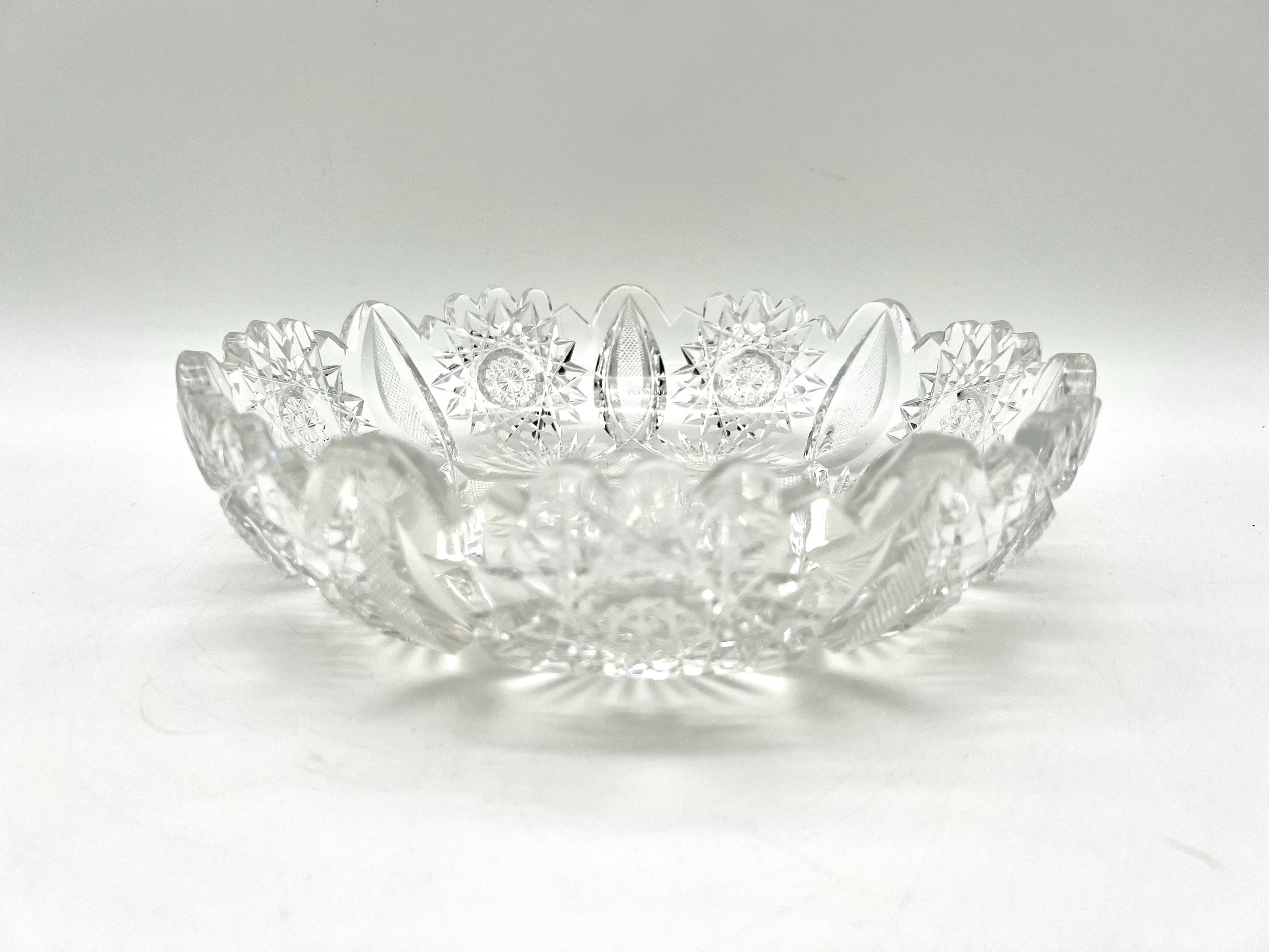 Antique American Brilliant Cut Glass Bowl: Hobstar & Fan Pattern - Etsy