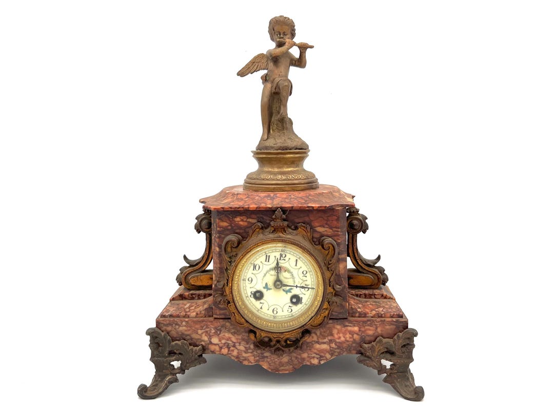Antique French Marble Mantel Clock: Cherub Finial, (needs Repair) - Etsy
