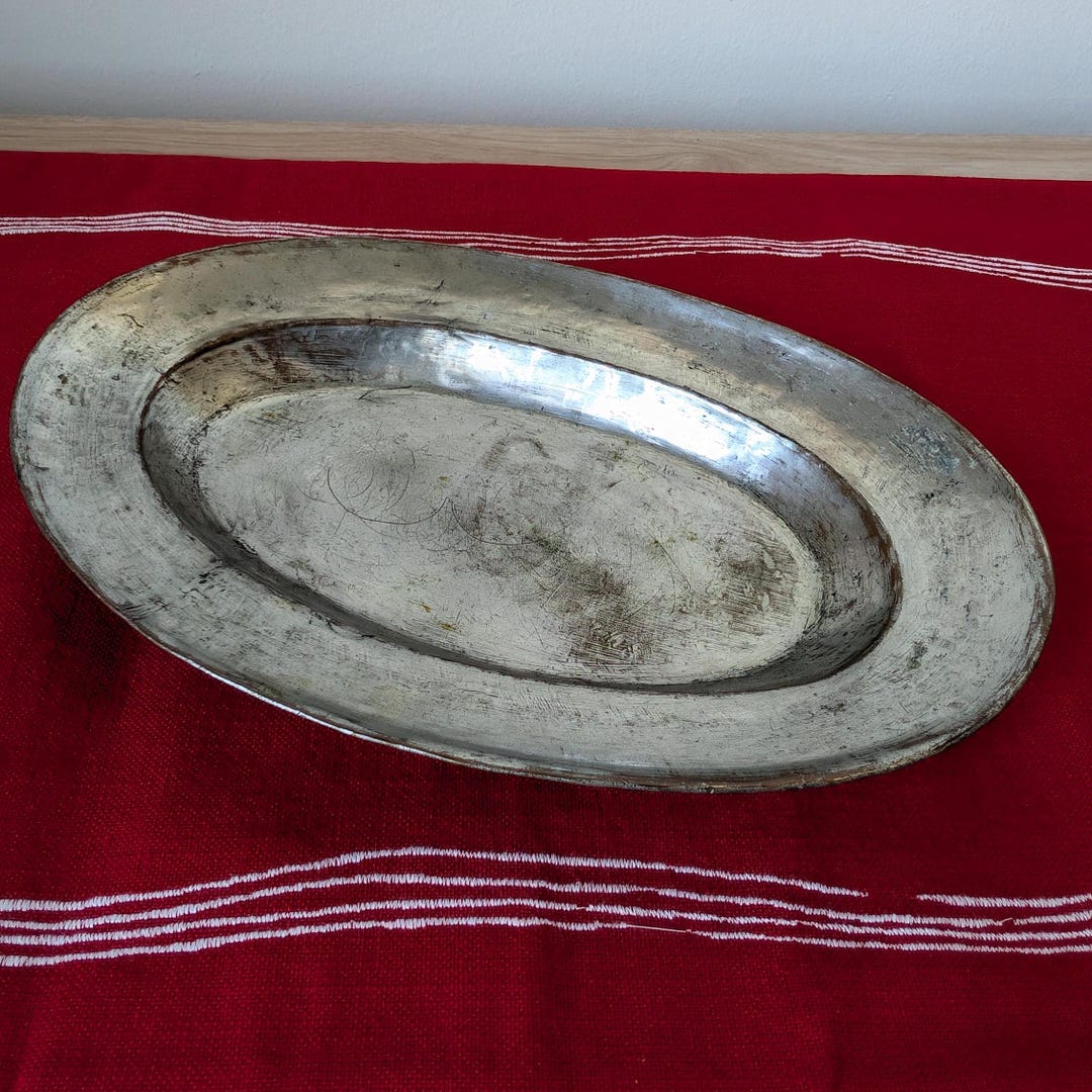 Antique Oval Pewter Platter Serving Dish - Etsy