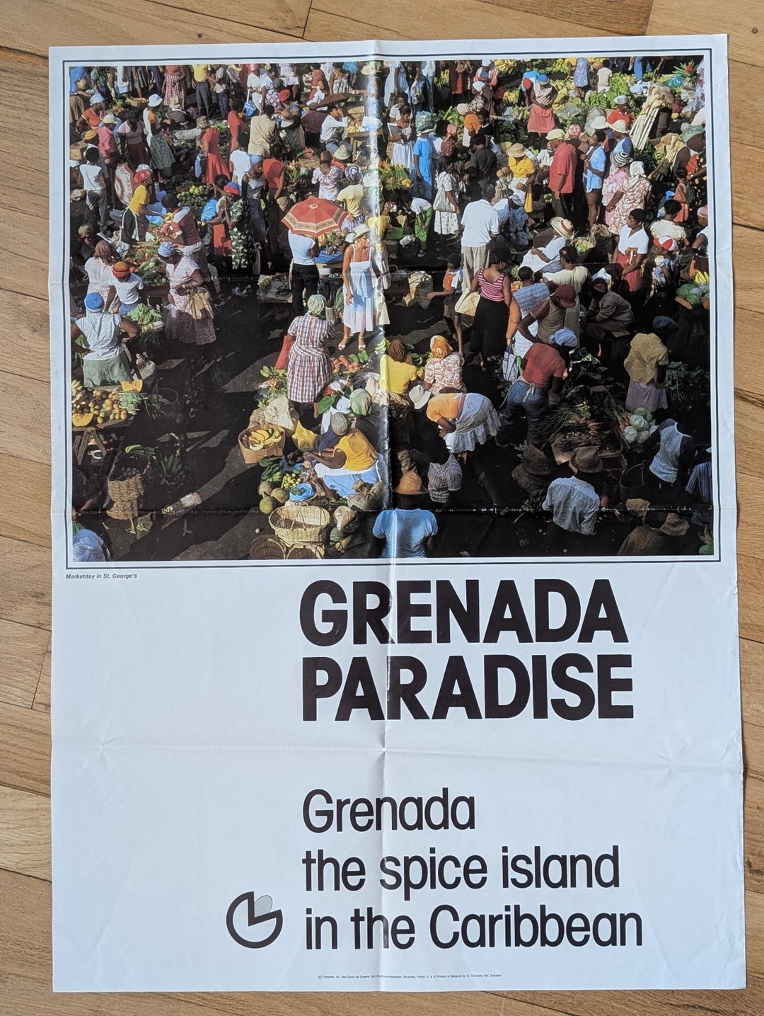 Vintage 1980s Travel Poster- Grenada Paradise Spice Island Marketplace - RARE - Etsy