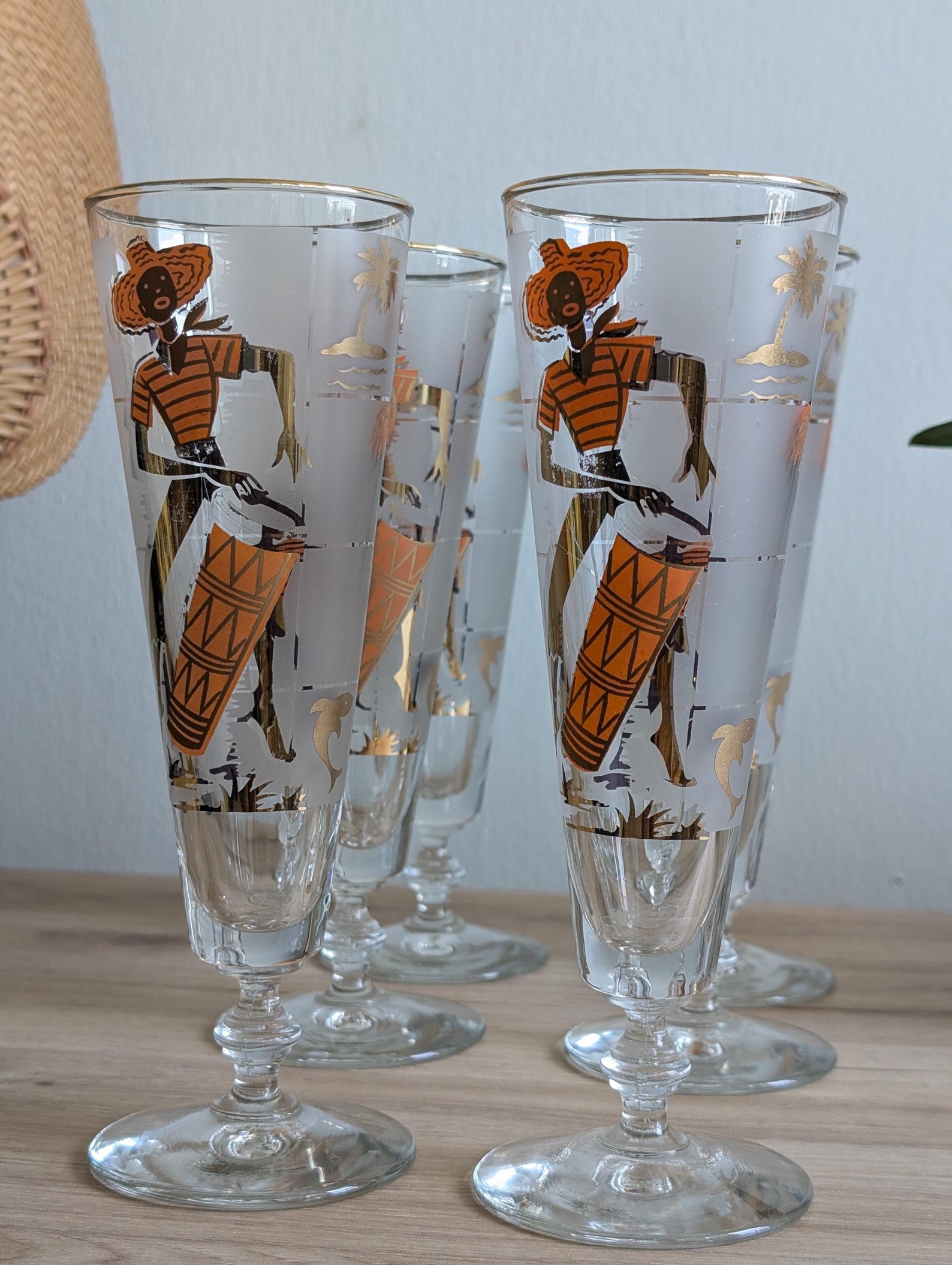 Vintage MCM Libbey Caribbean Calypso Pilsner Glass - Set of 6 - Etsy
