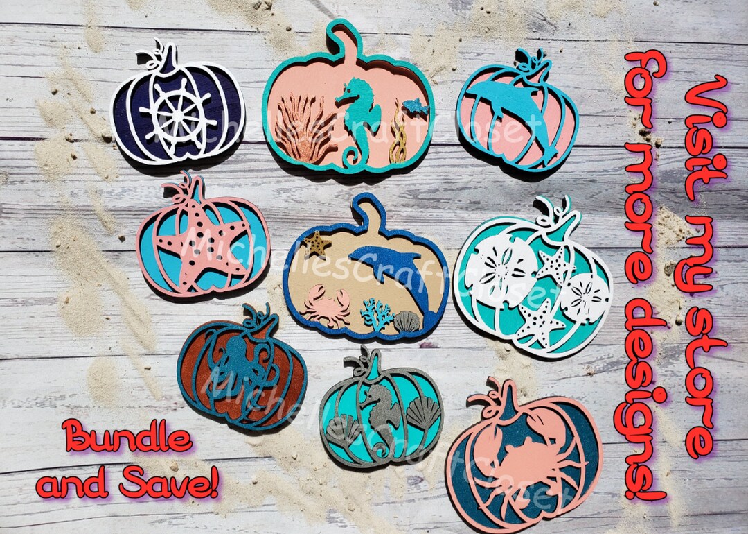 3D Layered Coastal/ Beach/ Nautical Pumpkin- Fall Decor Digital Files ...