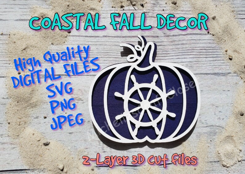 3D Layered Coastal/ Beach/ Nautical Pumpkin Fall Decor Digital Files ...