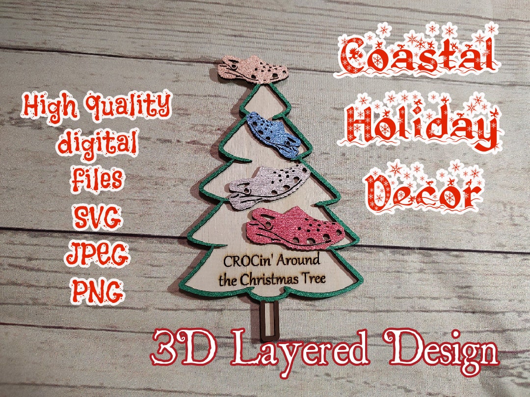 3D Layered Croc Christmas Tree Ornament- SVG, PNG, JPEG - Etsy