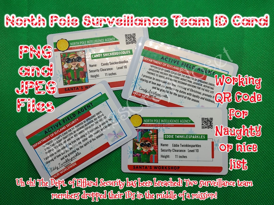 North Pole Surveillance Team ELF ID Card Digital File! - Etsy