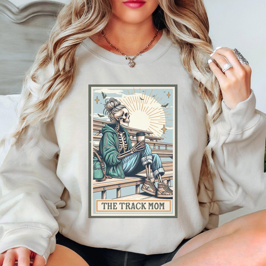 The Track Mom Skeleton Tarot Card Crewneck Sweatshirt, Gift for Track ...