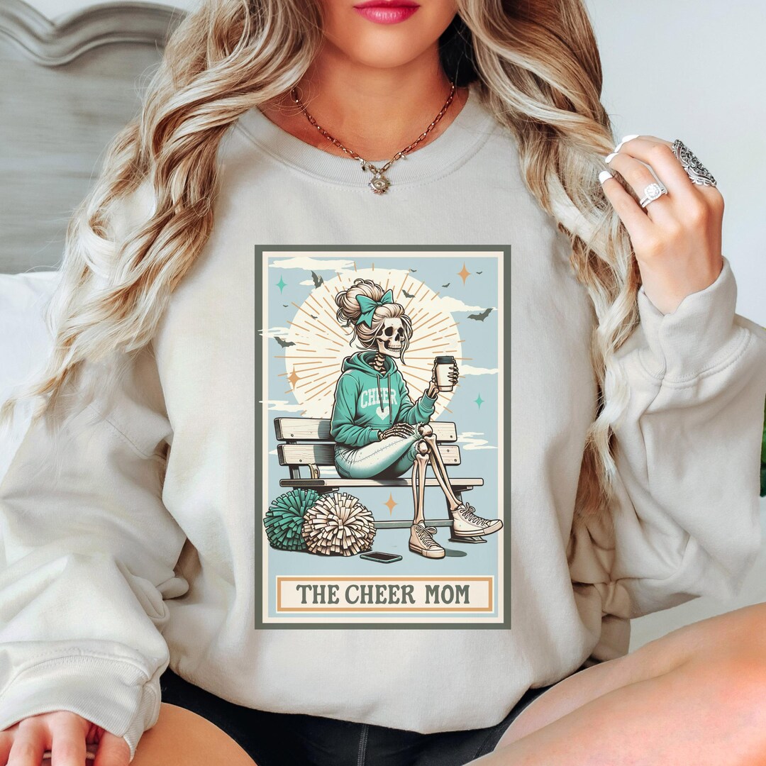 The Cheer Mom Skeleton Tarot Card Crewneck Sweatshirt, Gift for Cheer ...