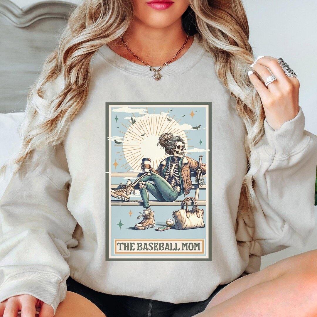 The Baseball Mom Skeleton Tarot Card Crewneck Sweatshirt, Gift for ...