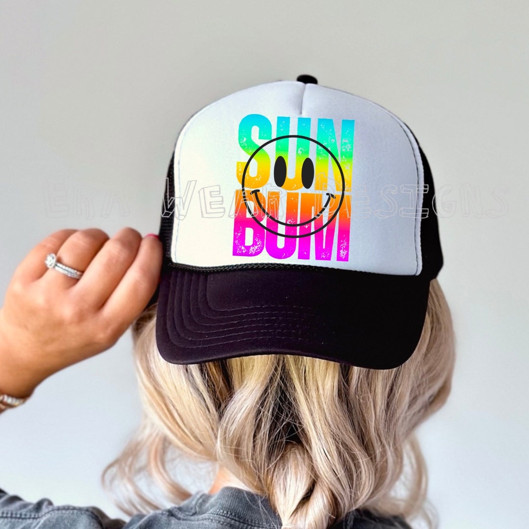 Sun Trucker Hat, Summer Trucker Hat, Beach Trucker Hat, Smiley Face Hat ...