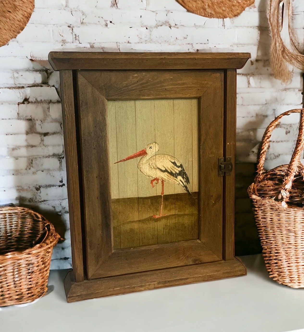 Vintage Decor Country Cottage Barn House Bird Decor. Wooden Key Cabinet ...