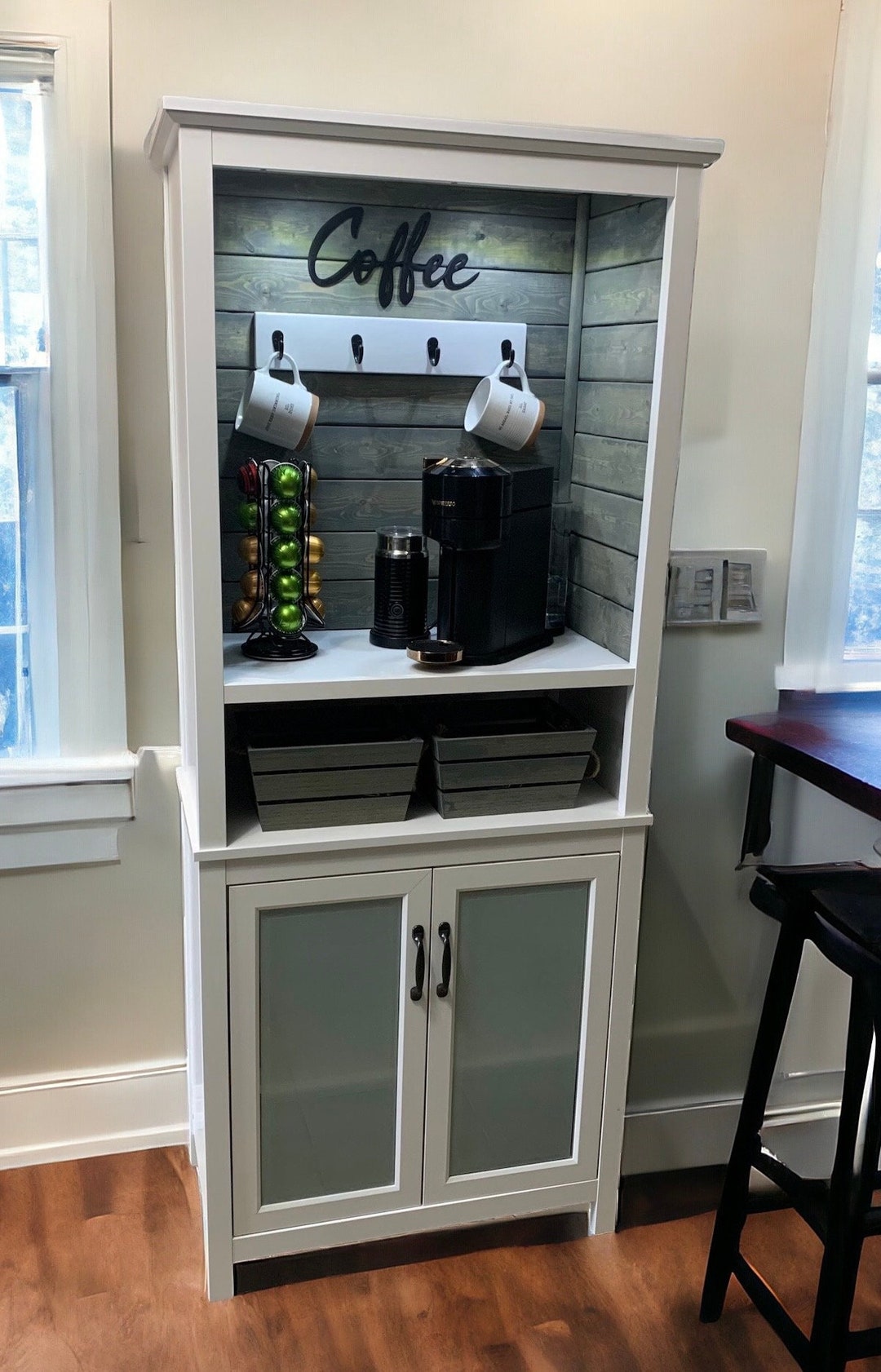 Coffee Bar , Hutch, Coffee Station , Storage Cabinet, Farmhouse Decor ...