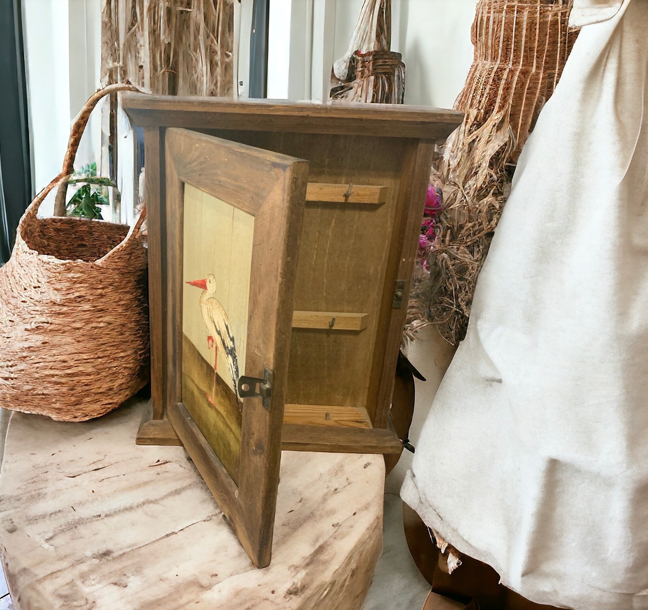 Vintage Decor Country Cottage Barn House Bird Decor. Wooden Key Cabinet ...