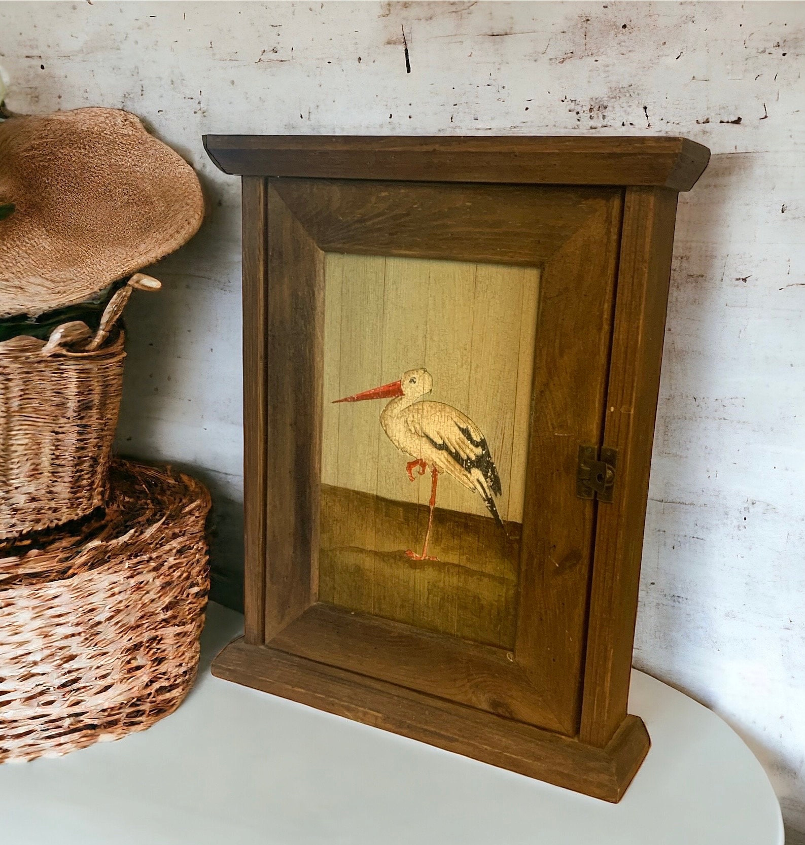 Vintage Decor Country Cottage Barn House Bird Decor. Wooden Key Cabinet ...