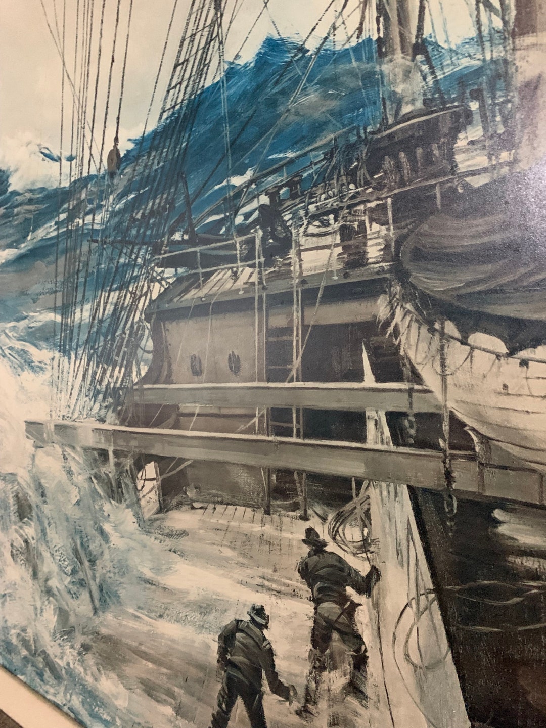 Vintage Art Montague Dawson Rising Wind Framed Lithograph on Wood. 24 ...