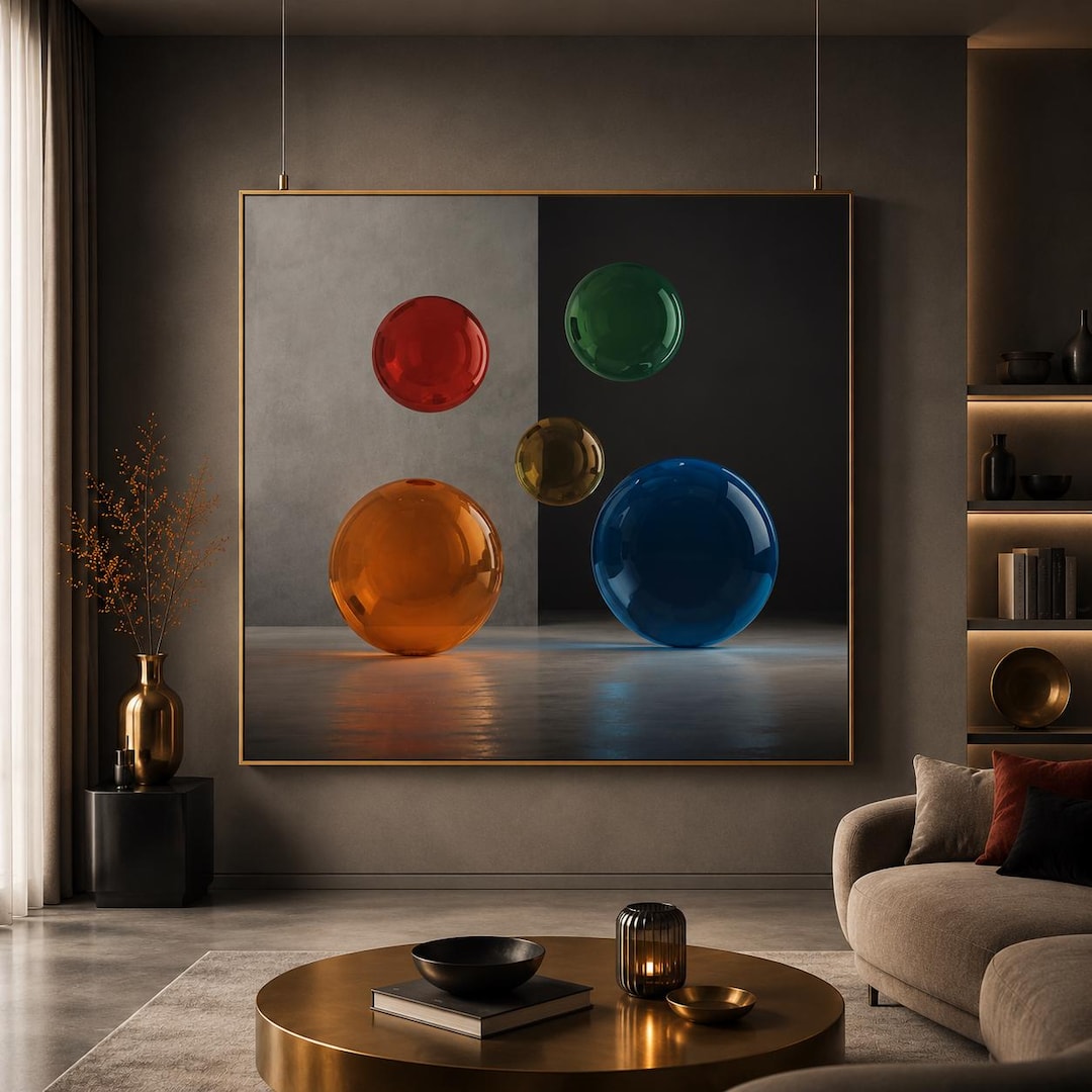 Jewel Tone Glass Spheres Art Printable | Modern Minimalist Wall Art ...