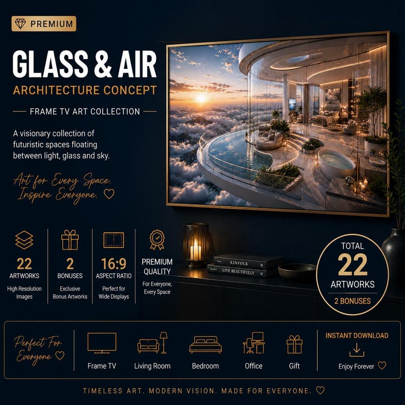 Designer Curated Futuristic Glass Air Architecture Art | Frame TV ...