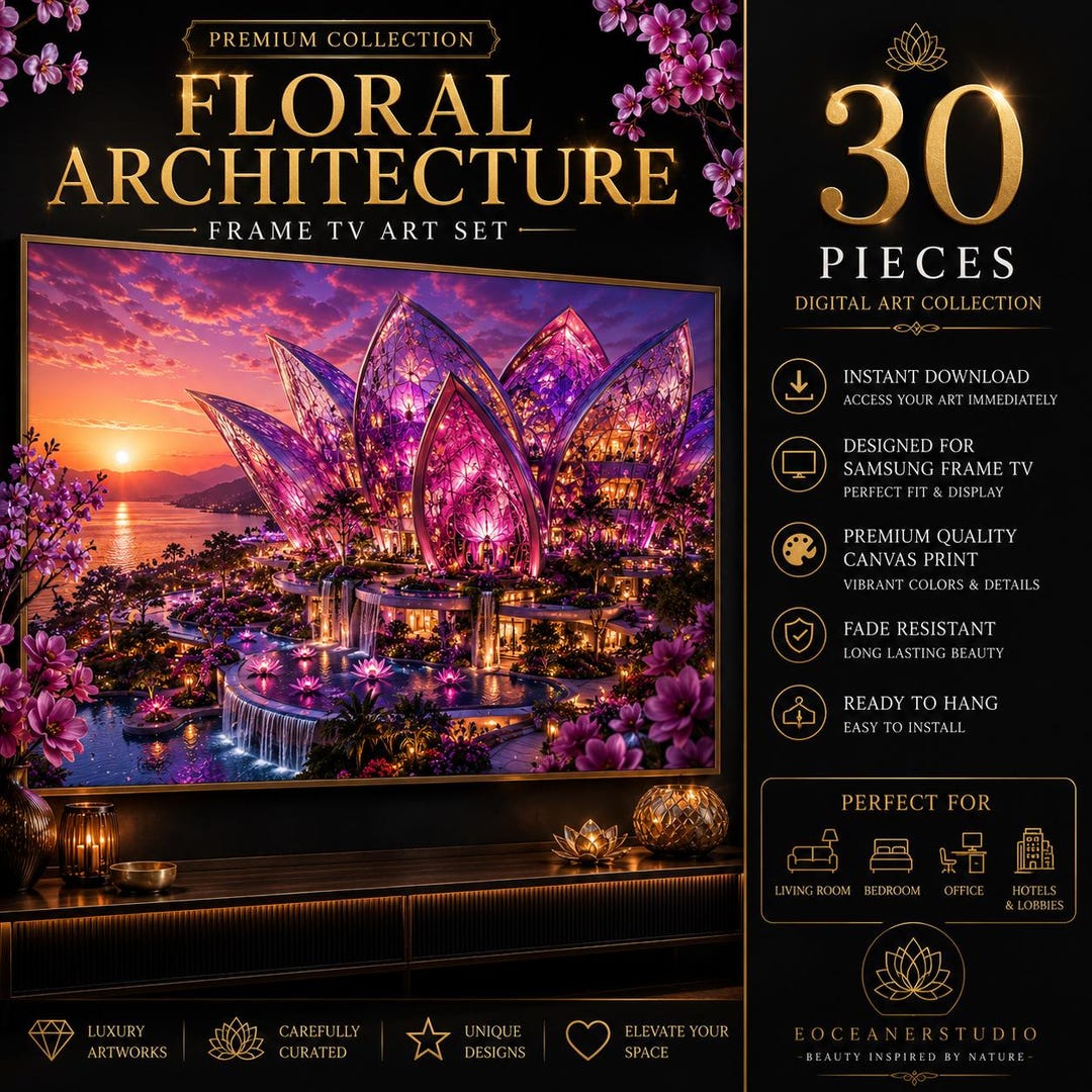 Digital Art Collection of 30 Futuristic Floral Architecture Frame TV ...