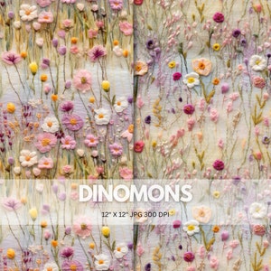 Pastel Mini Floral Embroidery Style Seamless Patterns, Mini Floral ...