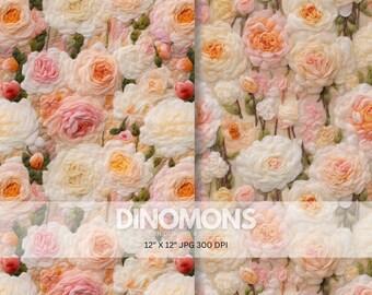 Stunning Rose Petal Embroidery Style Seamless Patterns, Roses Petal ...